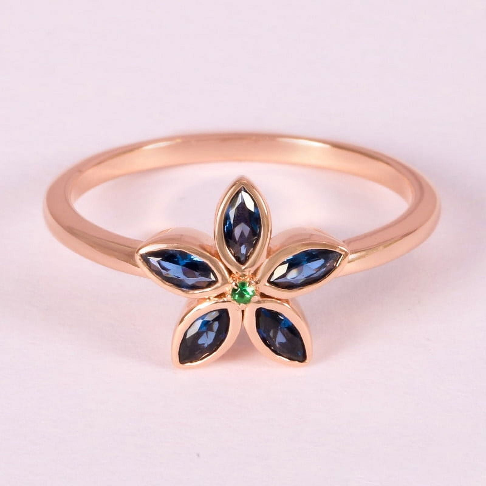 Flower Blue Sapphire Bridal Ring, 925 Starling Silver Wedding Ring ...