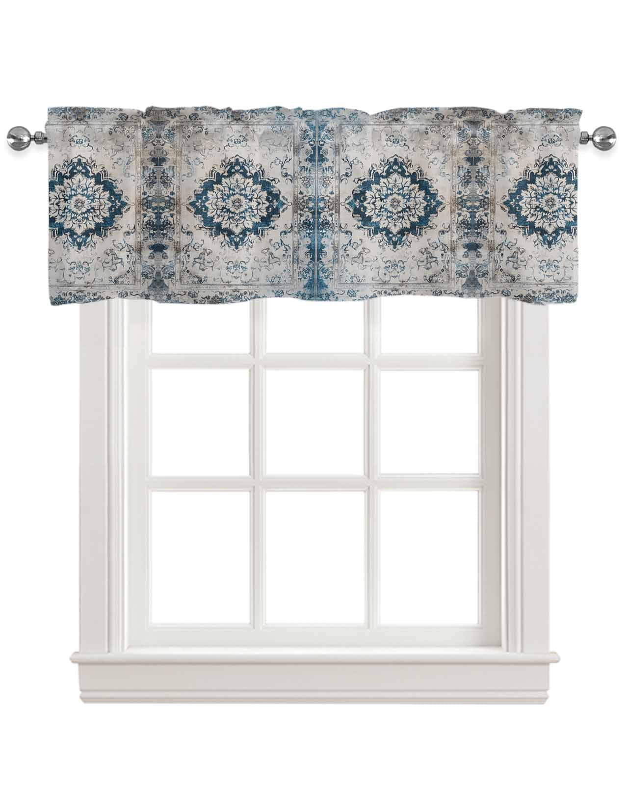 Flower Boho Kitchen Valances for Windows Farmhouse Linen Window Valance ...
