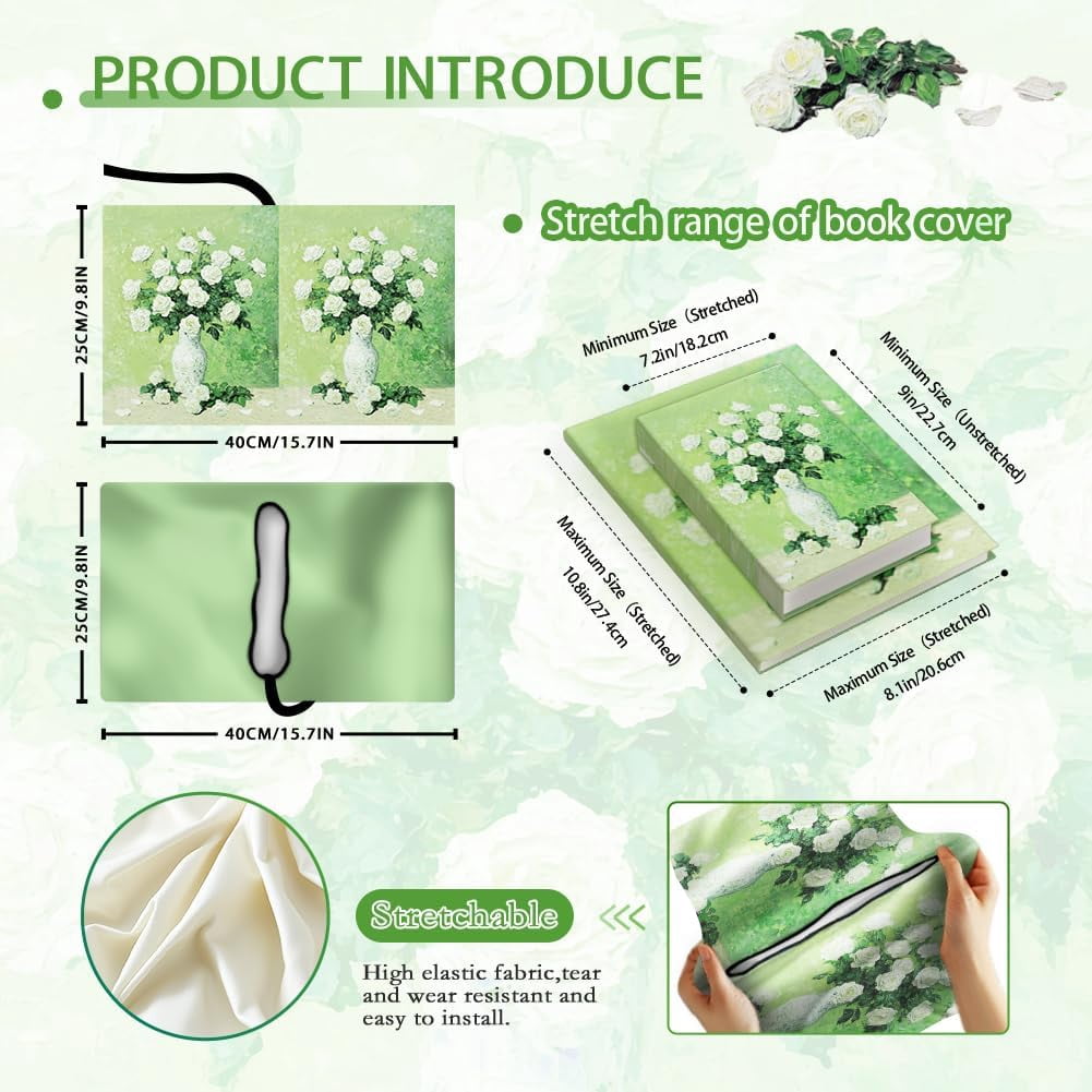 Flower Book Cover White Rose in The Vase Book Cover Stretchable Jumbo ...