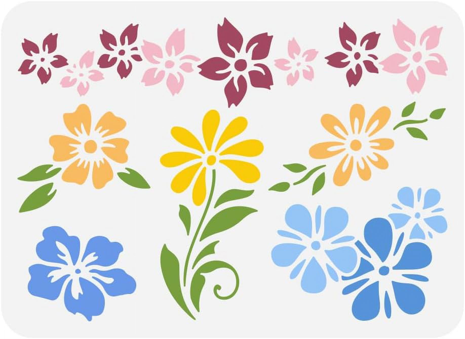 Flower Border Painting Stencil 8.3x11.7inch Floral Corner Painting ...