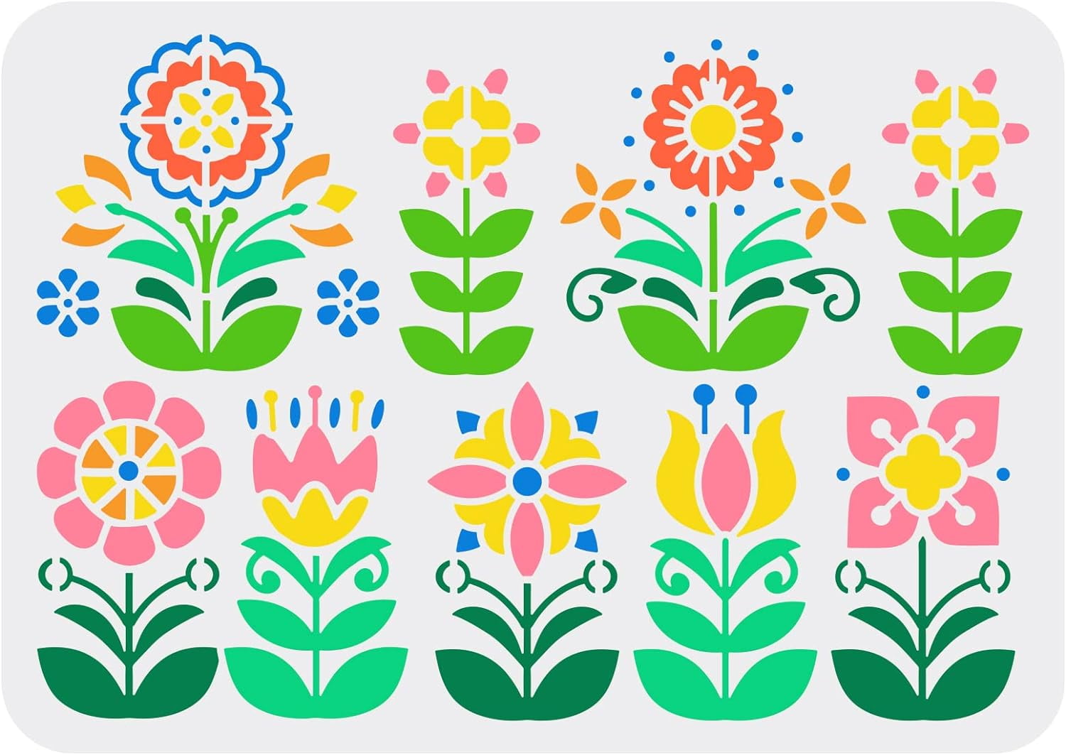 Flower Border Stencil 11.7x8.3 inch Reusable Floral Pattern Wall ...