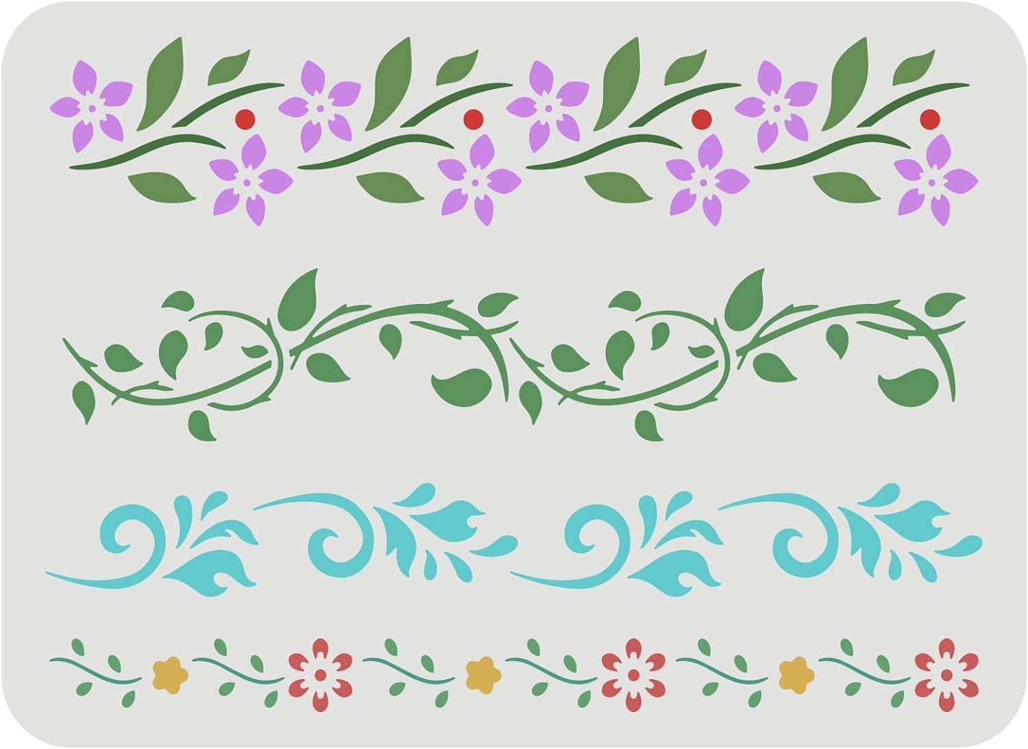 Flower Border Stencil (4 Style) 11.7x8.3inch Reusable Flower Drawing ...