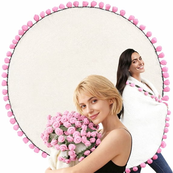 Flower Bouquet Blanket, Handmade Knitted Blanket with Rose Flowers ...