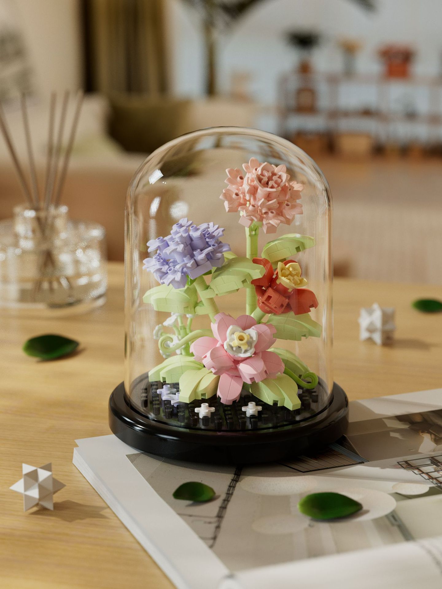 Flower Bouquet Bonsai Building Blocks Artificial Plastic Plant Dust ...