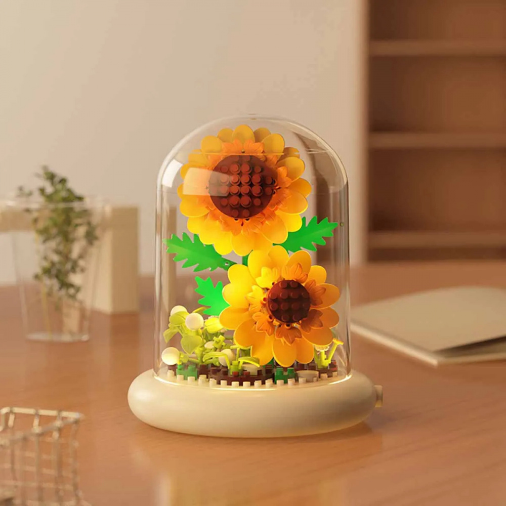 Flower Bouquet Building Blocks Plastic Plant Bonsai with Dust Cover ...