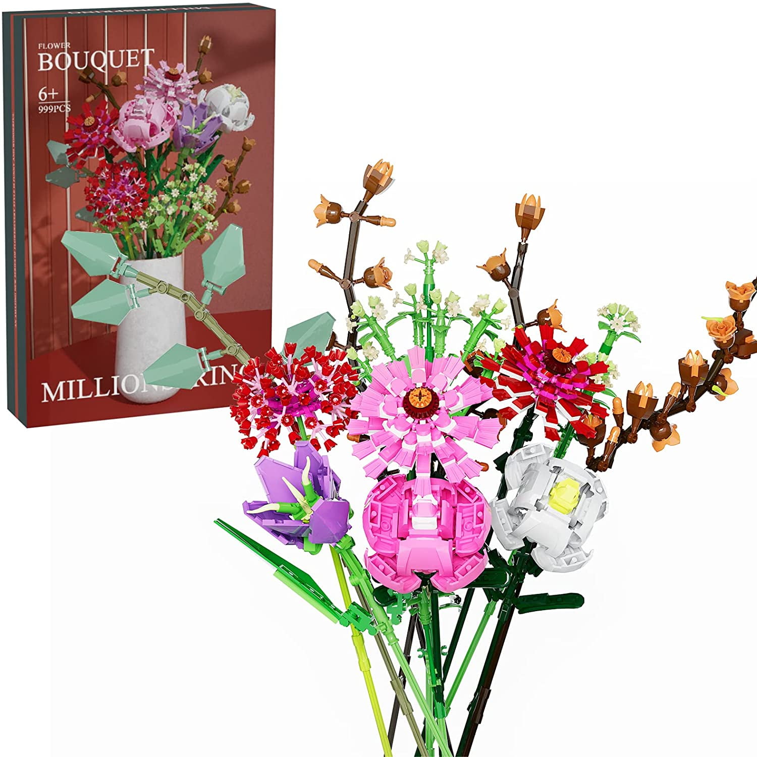 Flower Bouquet Building Kit - Creative Flower Building Bricks for ...