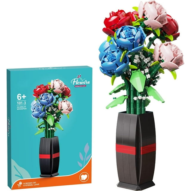 Flower Bouquet Building Kit, Rose Building Block Artificial Flowers Set ...