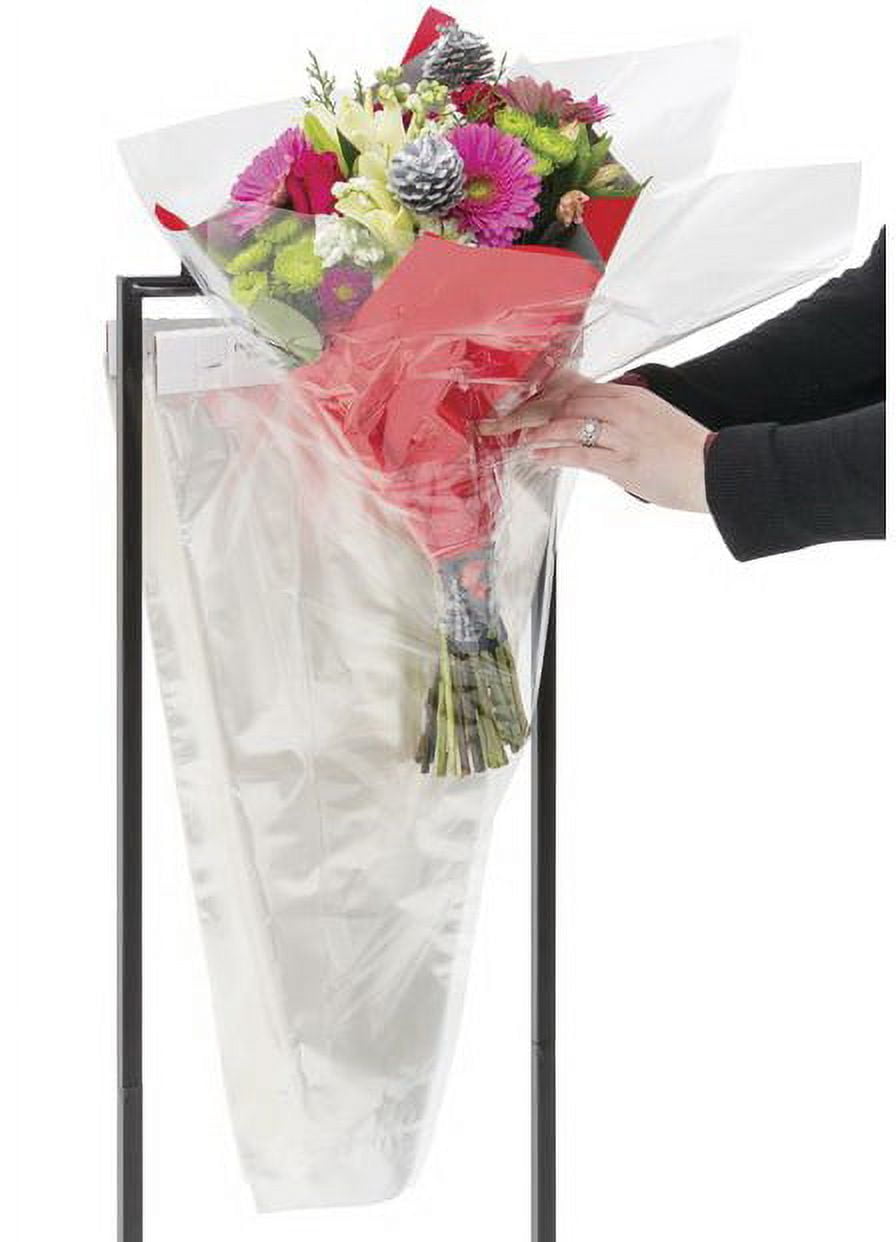 Flower Bouquet Clear Bags - Sealed Bottom Sleeves 100/pack (9X14X3.5 ...