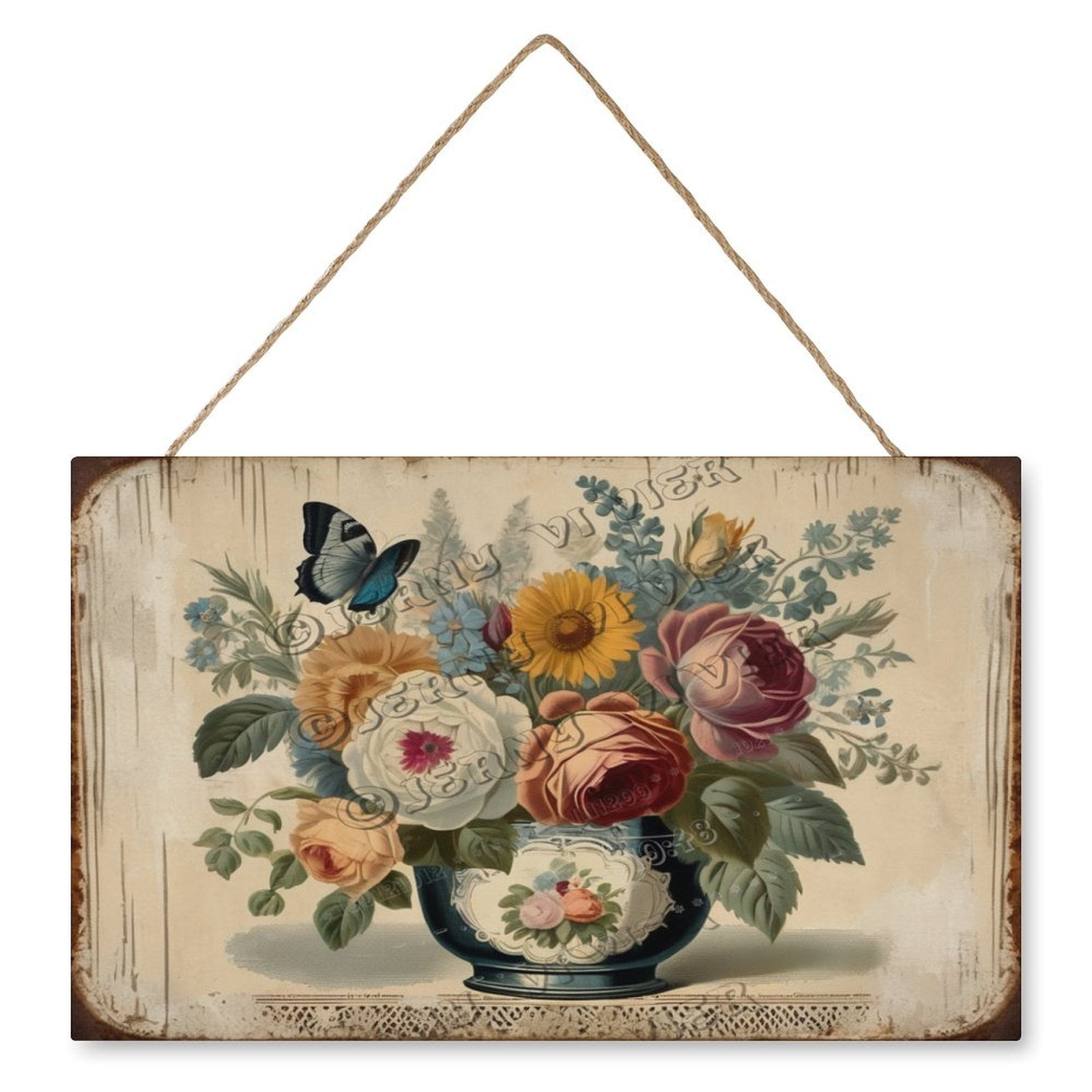 Flower Bouquet Home Wood Sign Wall Decor, Rustic Hanging Home Decor ...