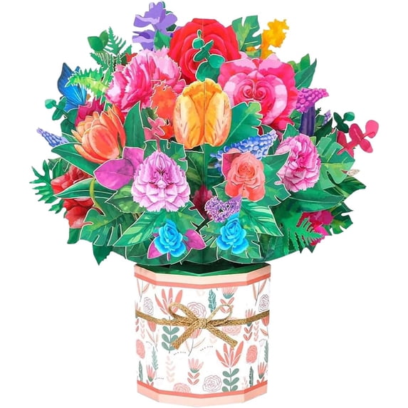 Flower Bouquet Pop Up Card, Flower 3D Greeting Card for Any Occasion ...