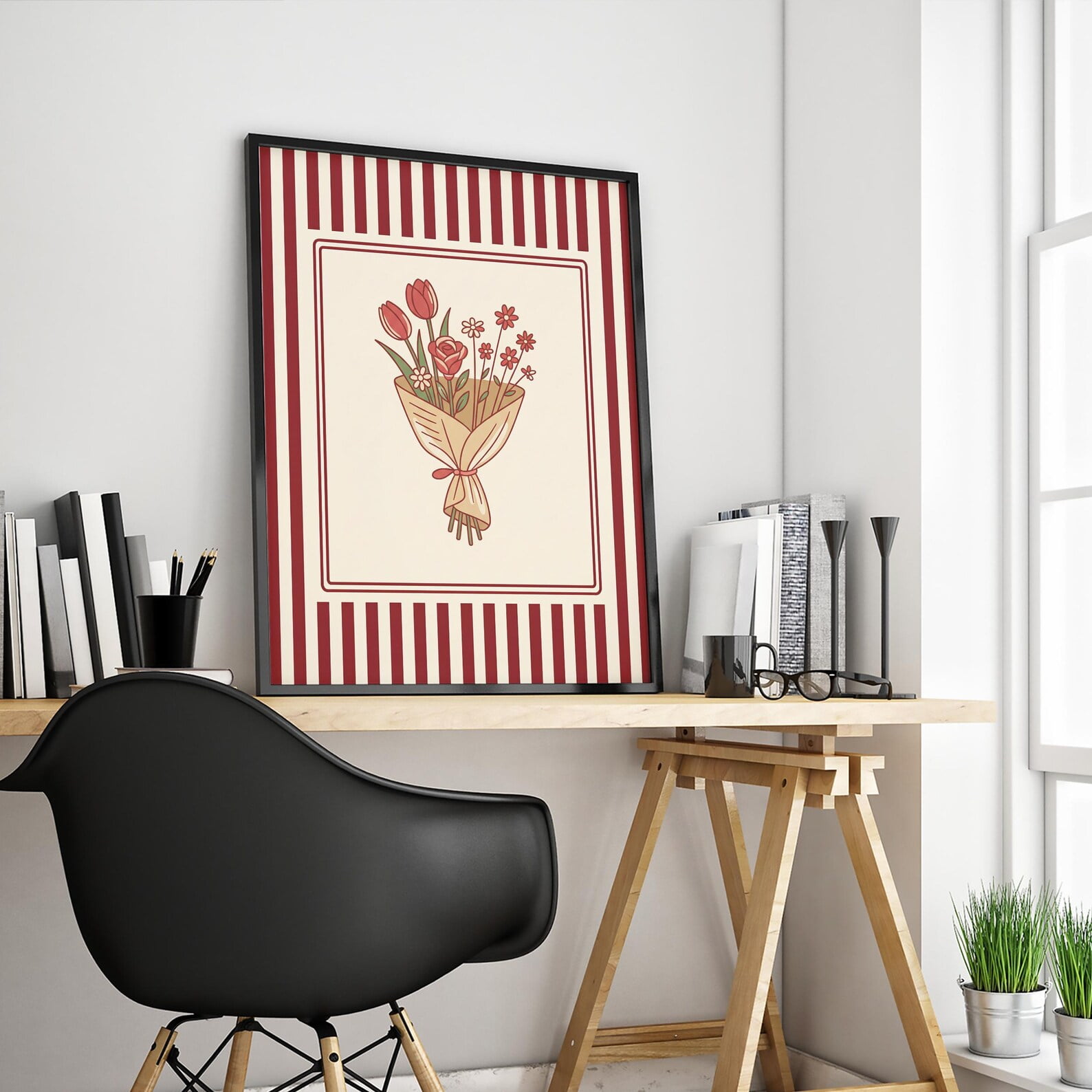 Flower Bouquet Poster – Vintage Floral Home Wall Art, 24x36 UNFRAMED ...