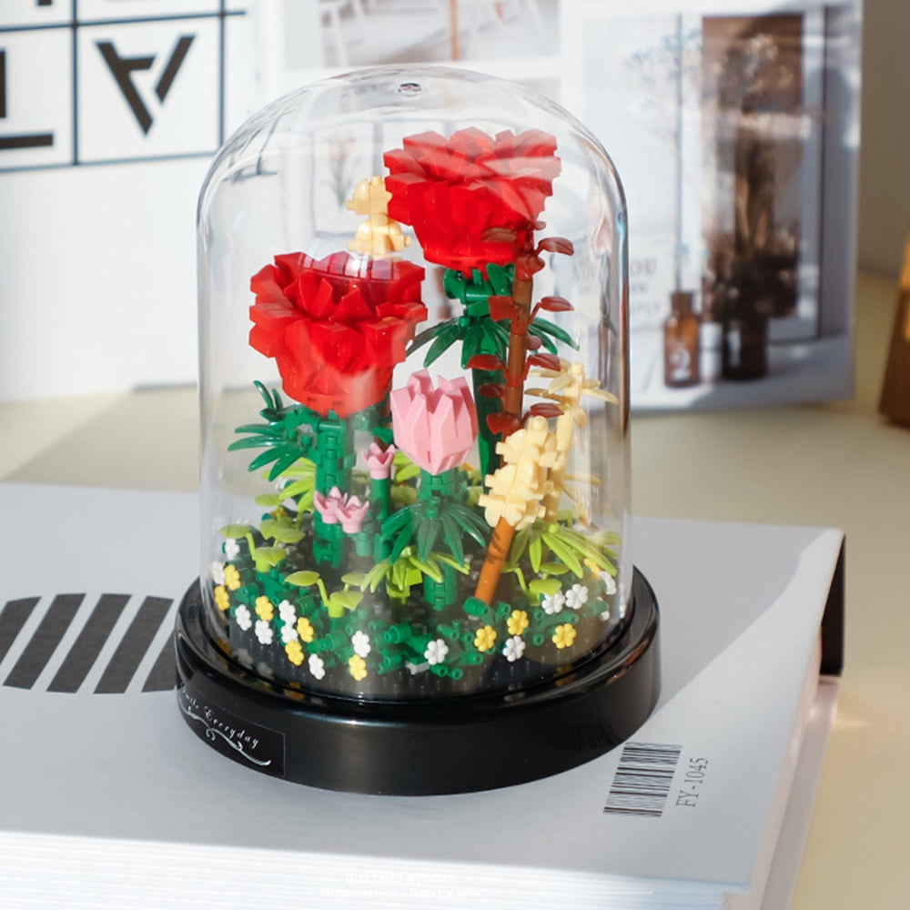 Flower Bouquets Building Toys - 596 PCS Red Rose Building Blocks Kit ...