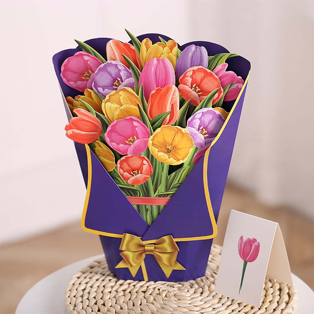 Flower Bouquets Greeting Card,Three Dimensional Paper Carved Flower ...