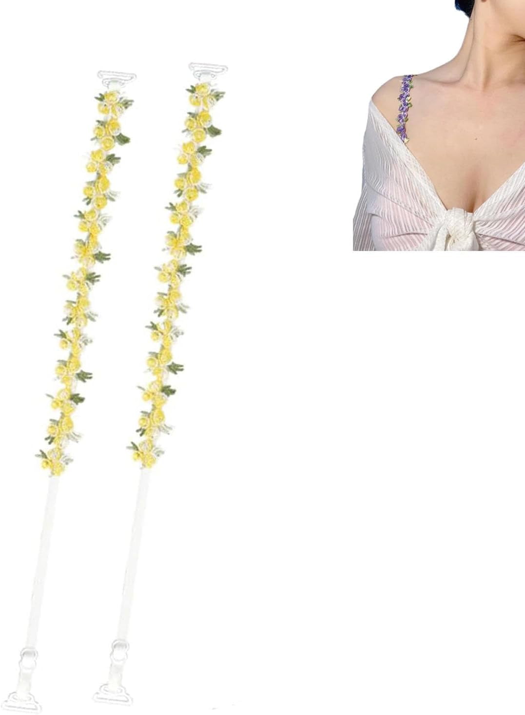 Flower Bra Straps, Removable Invisible Floral Bra Straps, Adjustable ...