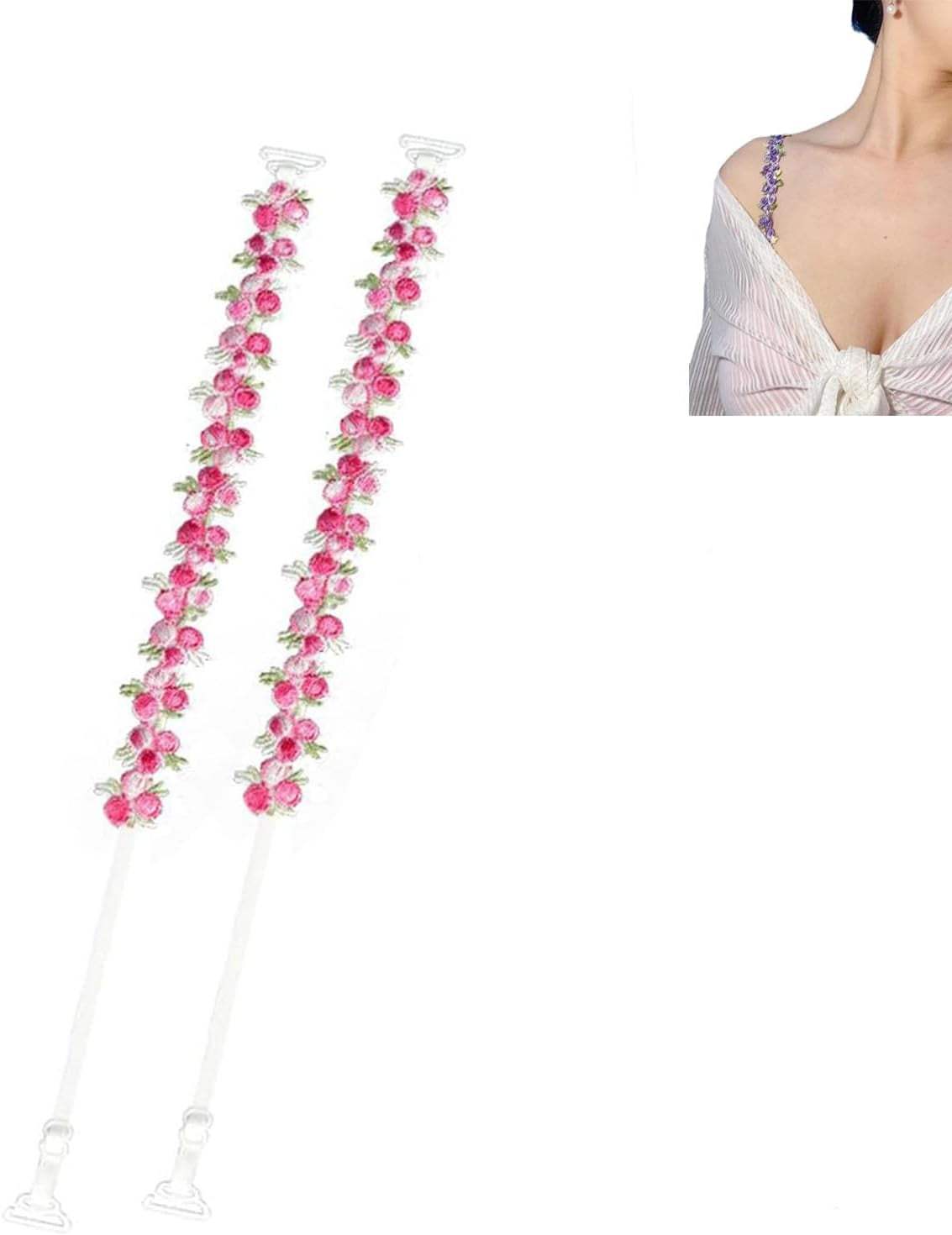 Flower Bra Straps, Removable Invisible Floral Bra Straps, Adjustable ...