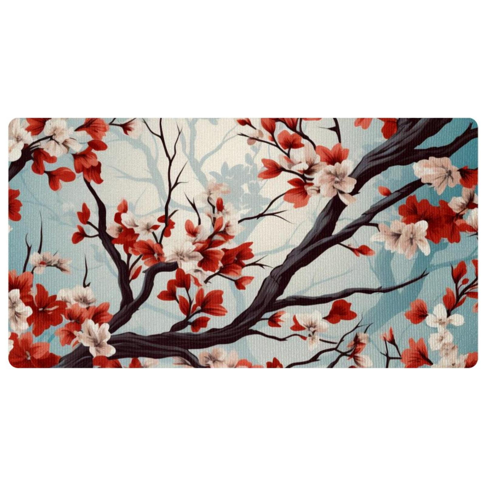 Flower Branches Deluxe Kitchen Mats for Floor - Anti Fatigue, Large ...