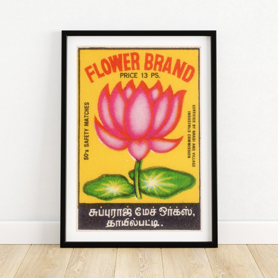 Flower Brand Matchbox Art Lotus Blossom Design Vintage Indian Matchbox ...