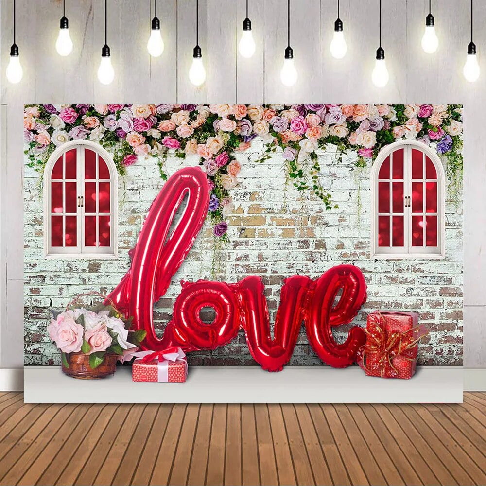 Flower Brick Wall Backdrop for Photography Valentine's Day Girls ...