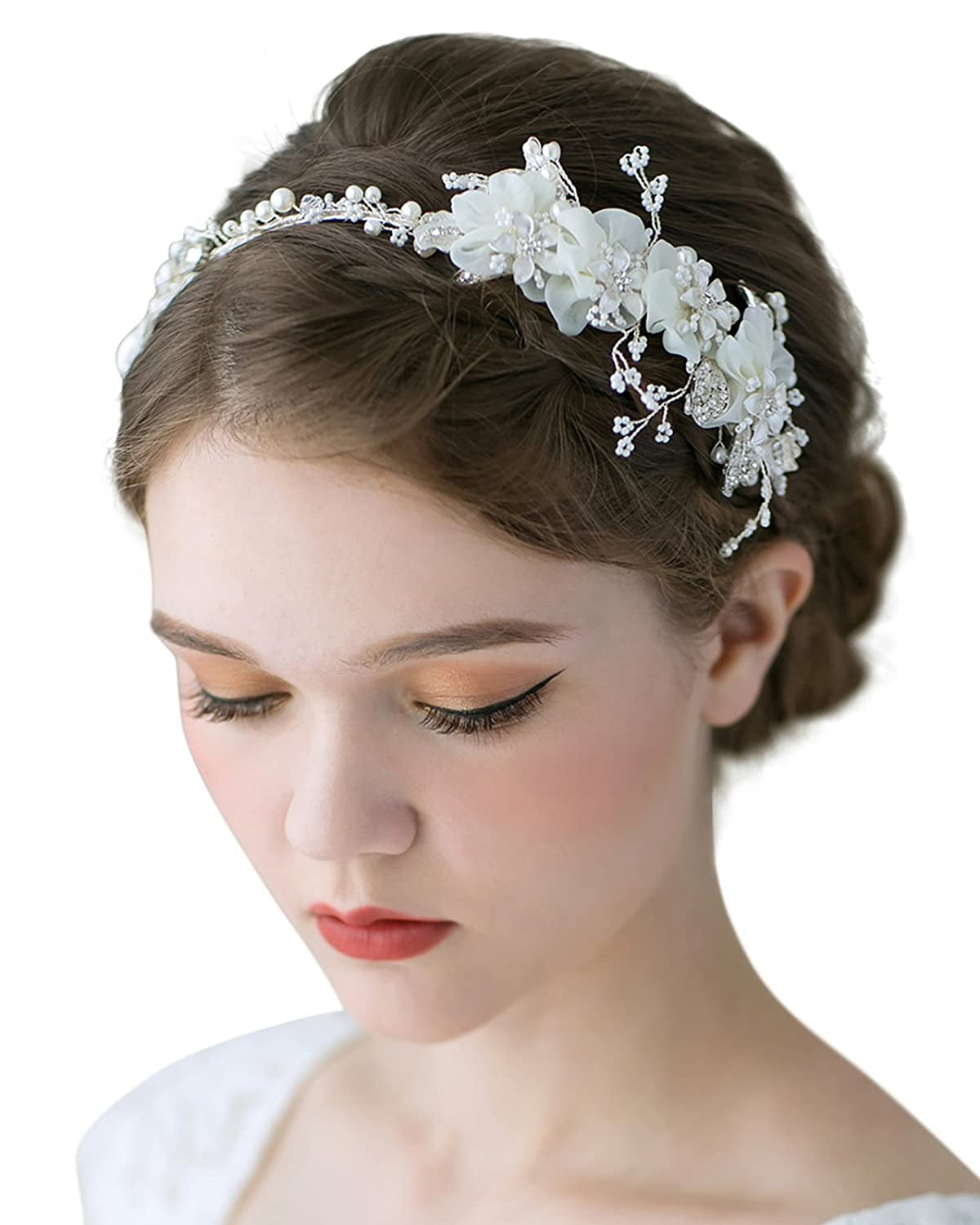 Flower Bridal Headbands Ivory-Wedding Headpieces Hair Bands Jewelry ...