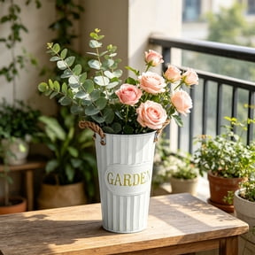Galvanized Flower Buckets and Metal Vases for Home and Events
