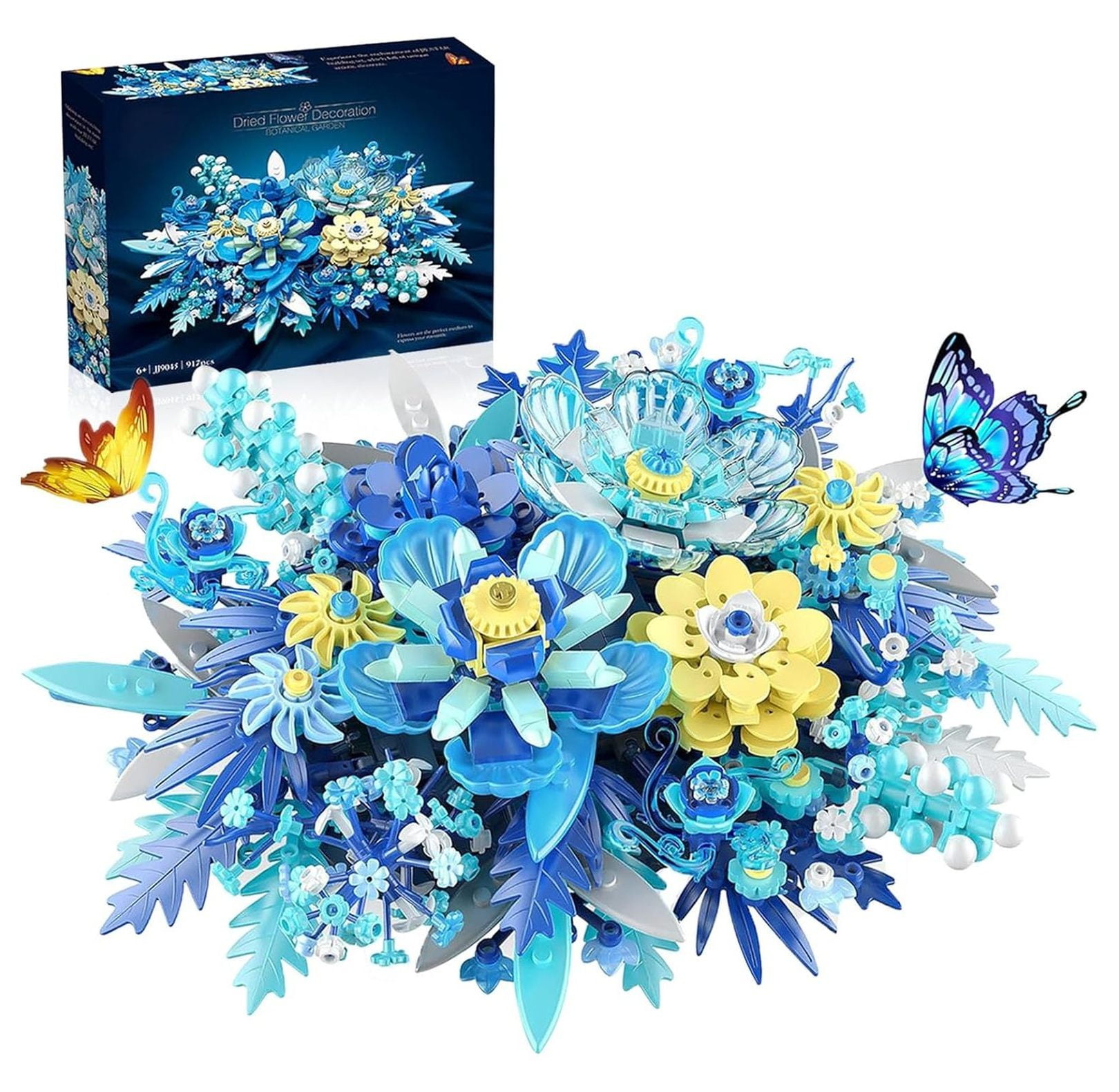 Flower Building Blocks for Adults, Blue Artificial Flowers Building ...