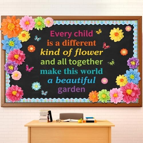 Flower Bulletin Board Set Butterfly Motivational Classroom Decoration ...