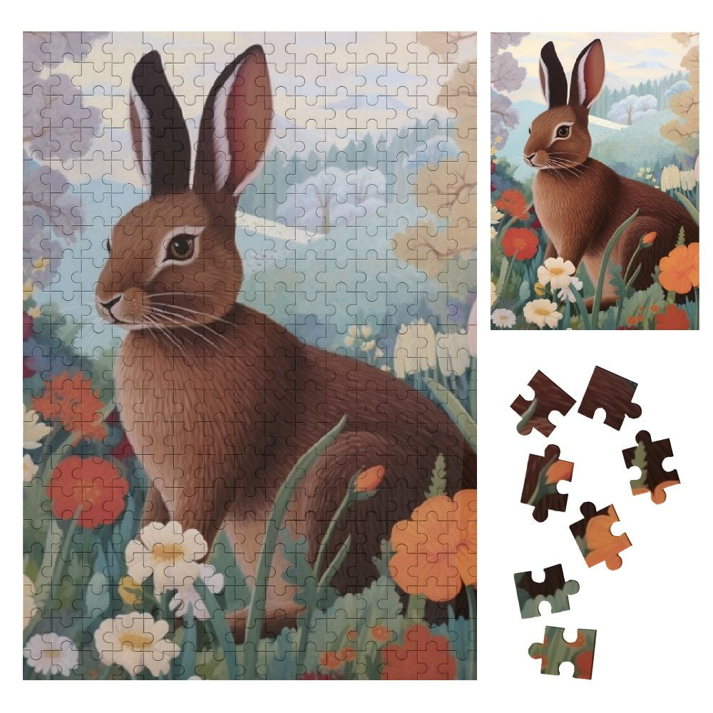 Flower Bunny Rabbit Puzzle for Adult 1000 Piece, Colorful Art Puzzle ...