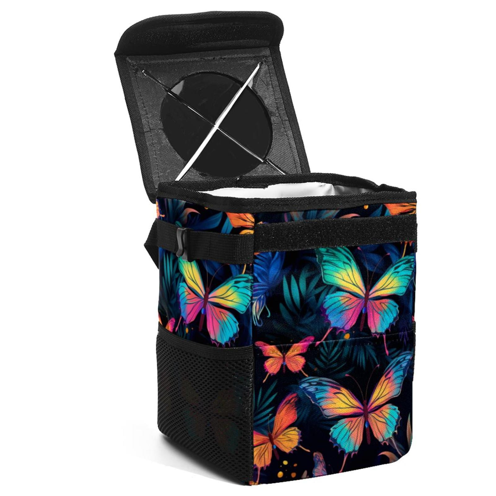 Flower Butterfly Car Garbage Can - Foldable, with Lid, Leak-proof ...