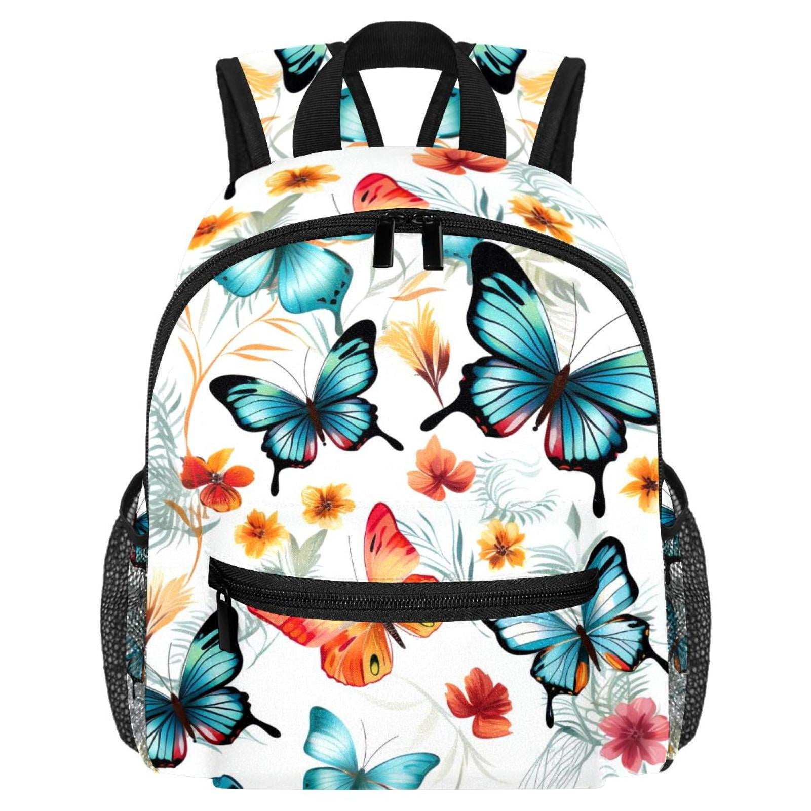 Flower Butterfly Cute Book Bag with Adjustable Shoulder Strap, Large ...