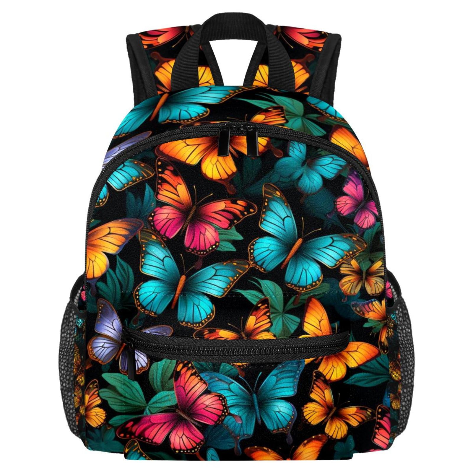 Flower Butterfly Cute Book Bag with Adjustable Shoulder Strap, Large ...