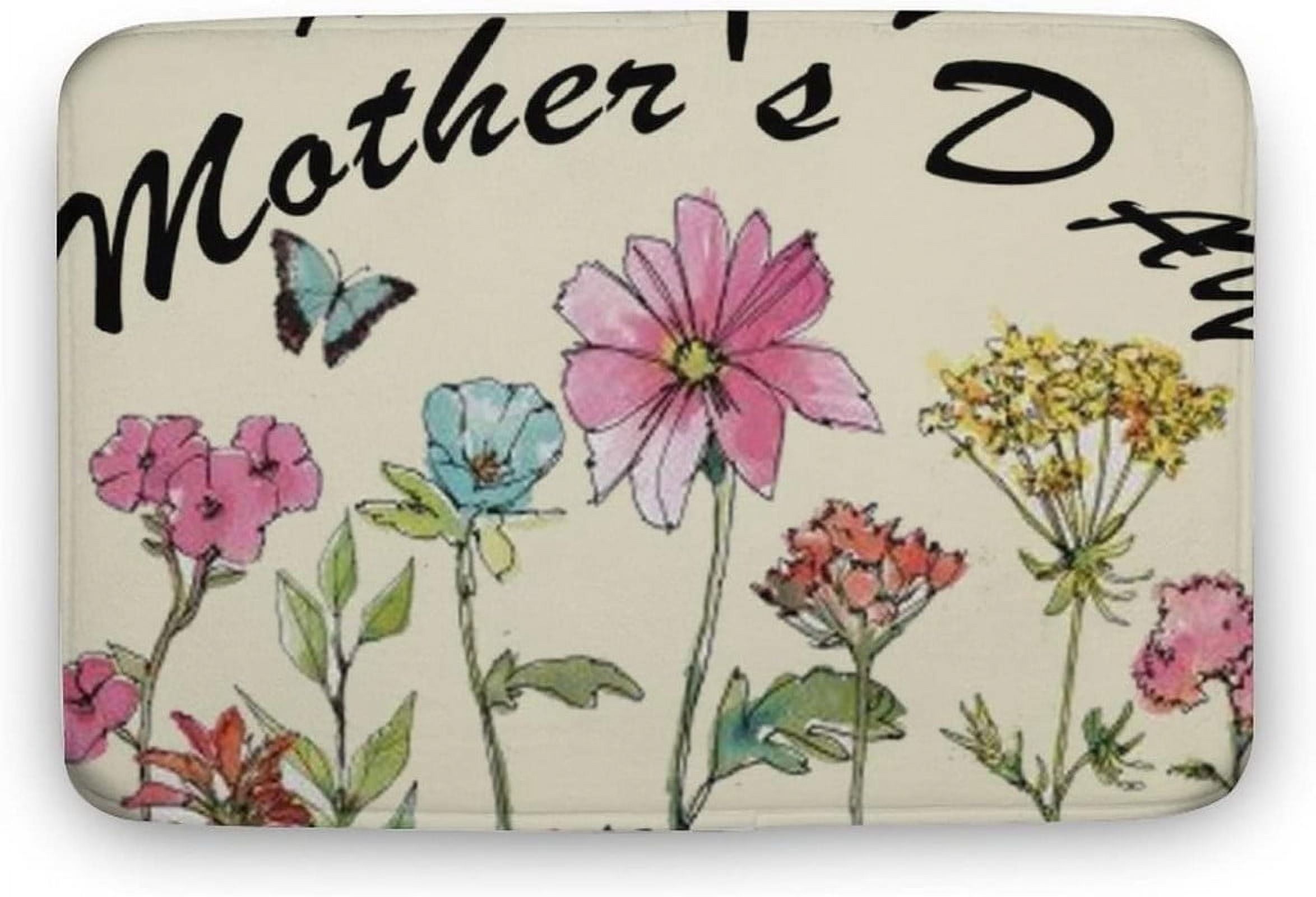 Flower Butterfly Decoration Mother's Day Kitchen Rugs Doormat Holiday ...