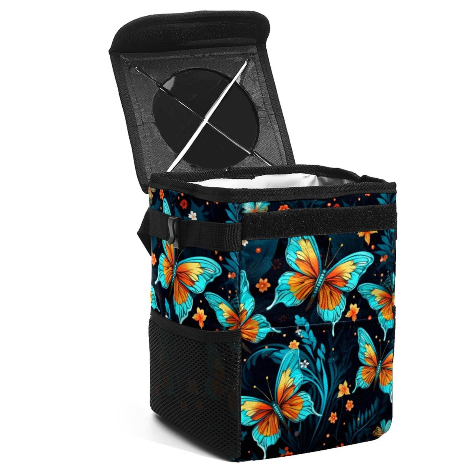 Flower Butterfly Foldable Car Garbage Can with Lid, Leak-Proof, Hanging ...