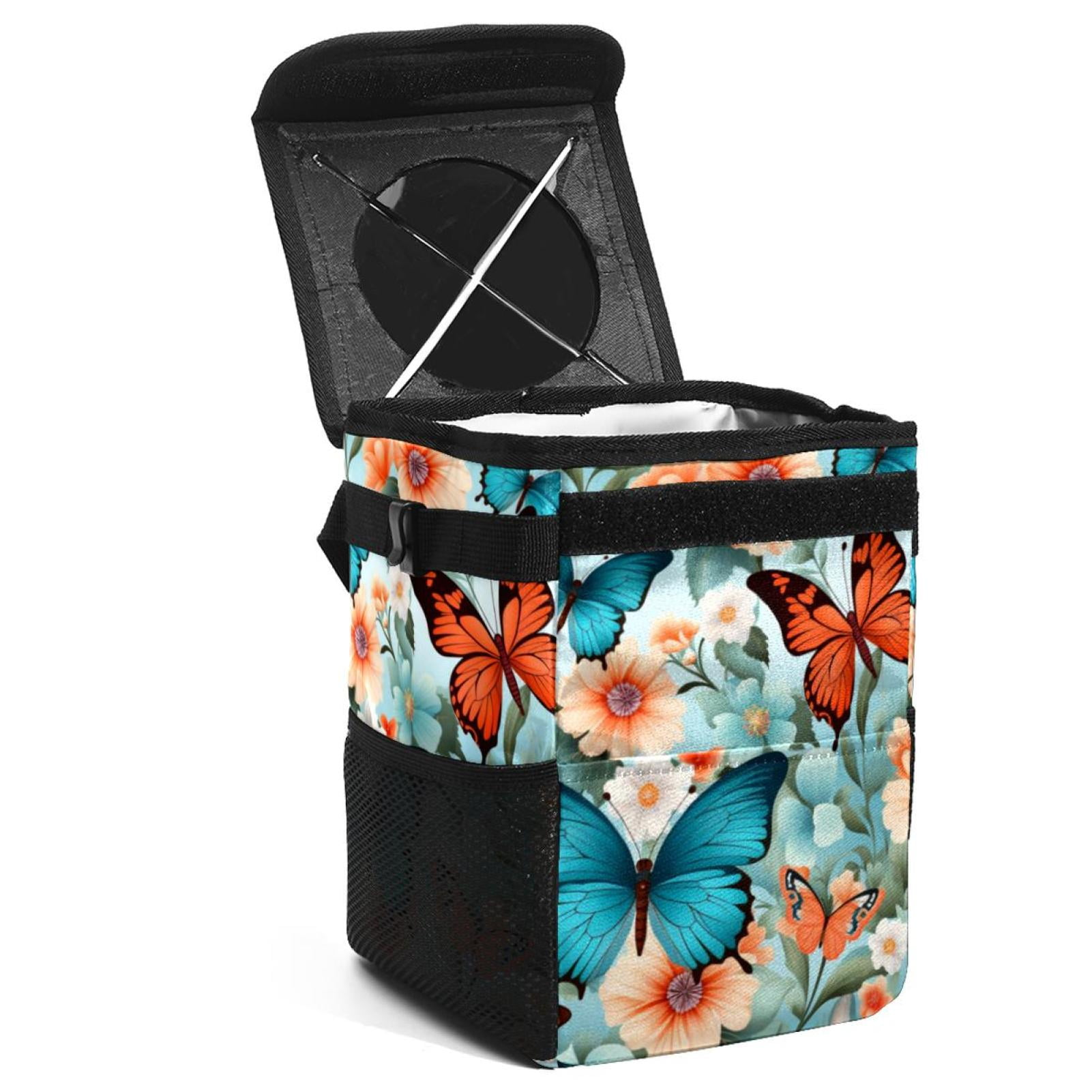 Flower Butterfly Foldable Car Garbage Can with Lid, Leak-proof Mini ...