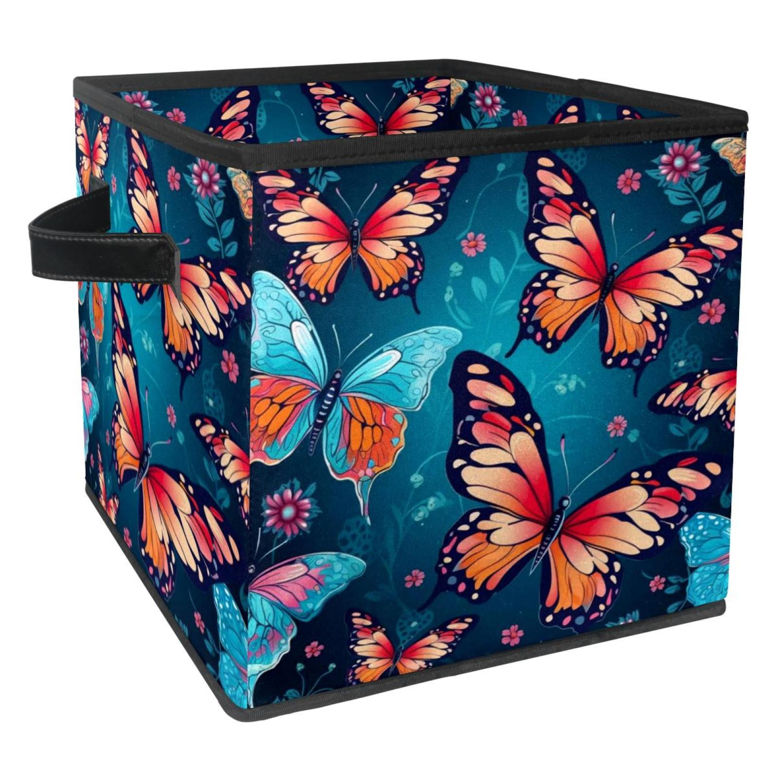 Flower Butterfly Foldable Toy Box Storage Cubes Storage Basket with ...