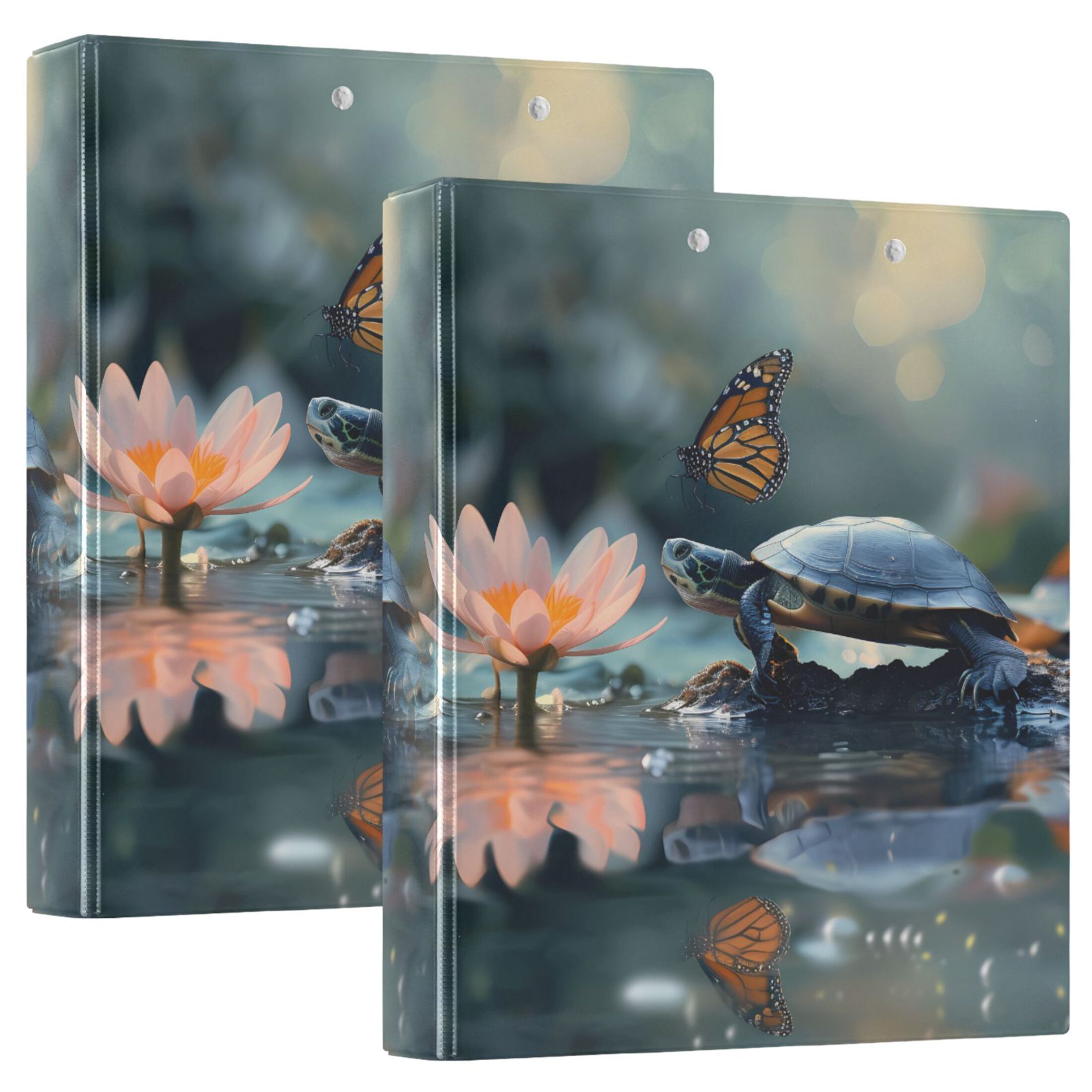 Flower Butterfly Hardcover 3 Ring Binder 1.5 inch Round Rings with ...