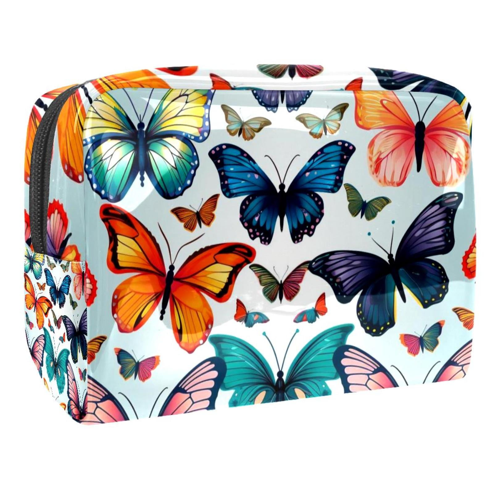 Flower Butterfly Large Capacity Waterproof Printed Design Cosmetic ...