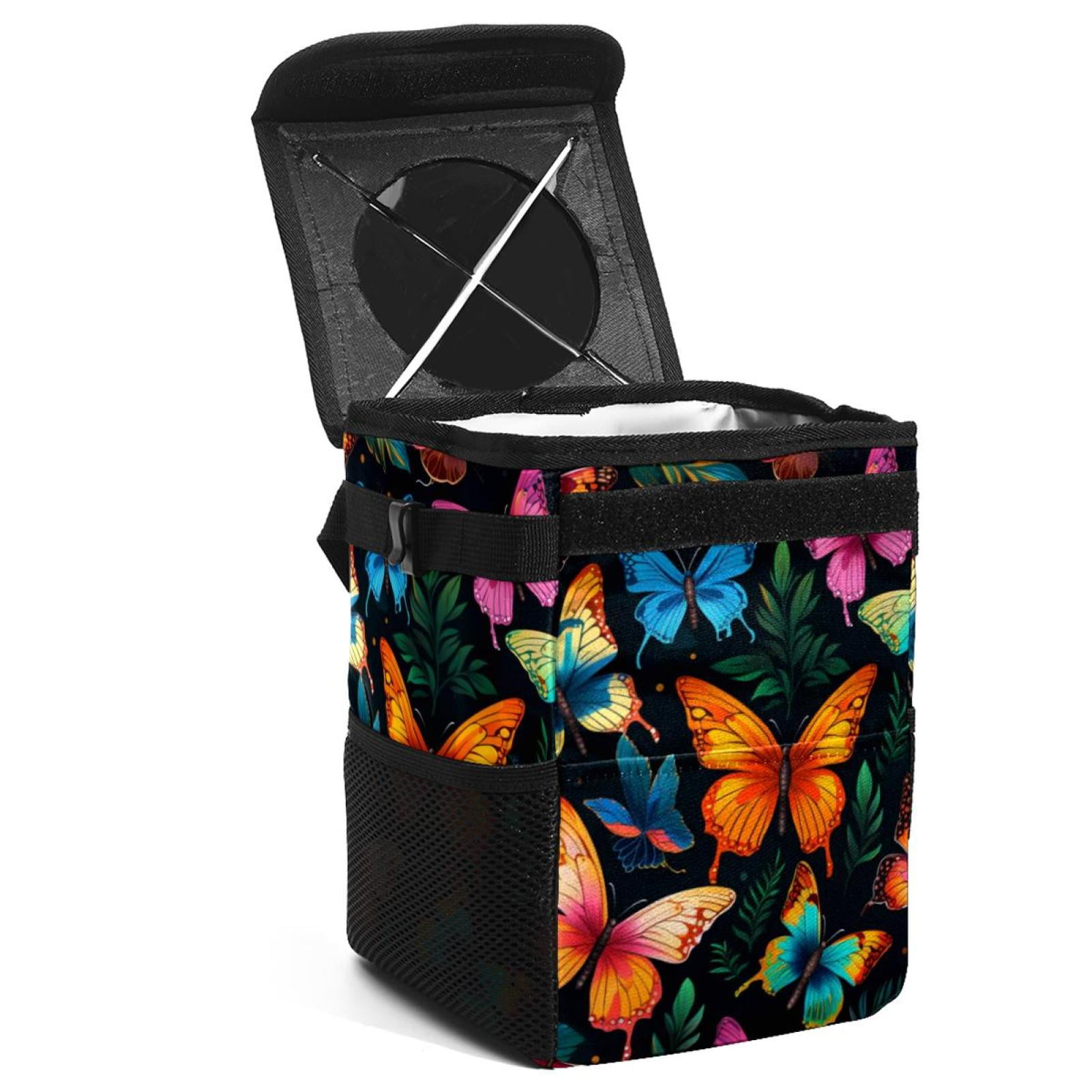 Flower Butterfly Mini Trash Can Car Garbage Can Car Trash Can Foldable ...