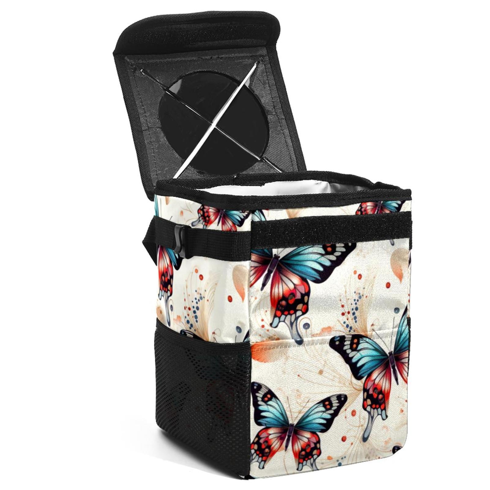 Flower Butterfly Mini Trash Can for Car - Foldable, with Lid, Leak ...