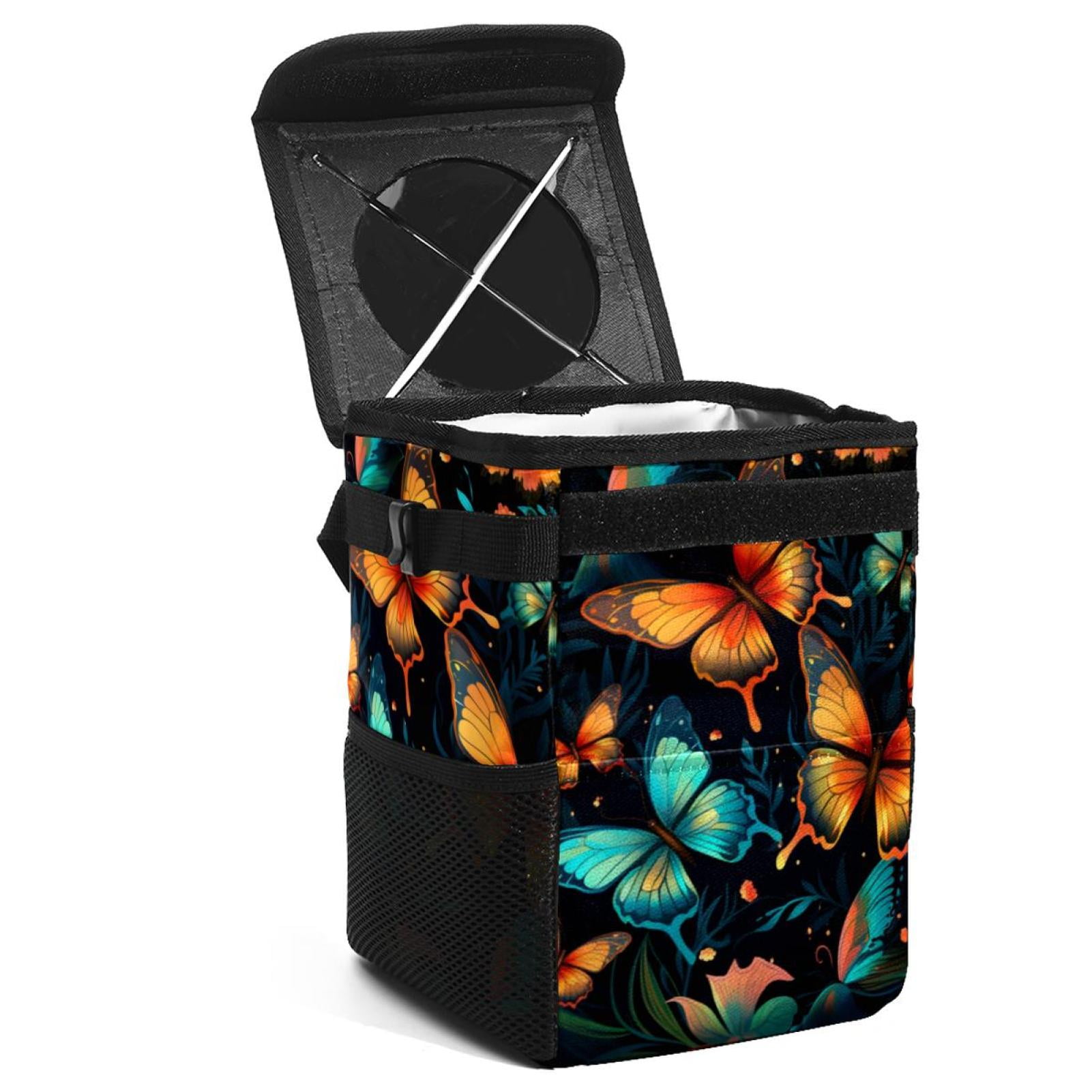 Flower Butterfly Mini Trash Can for Car - Foldable, with Lid, Leak ...
