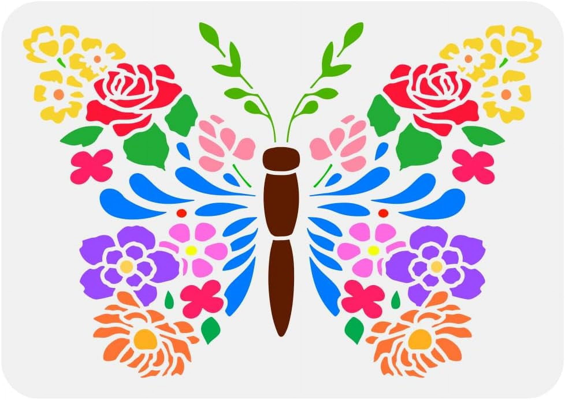 Flower Butterfly Painting Stencil 8.3x11.7inch Reusable Butterfly ...