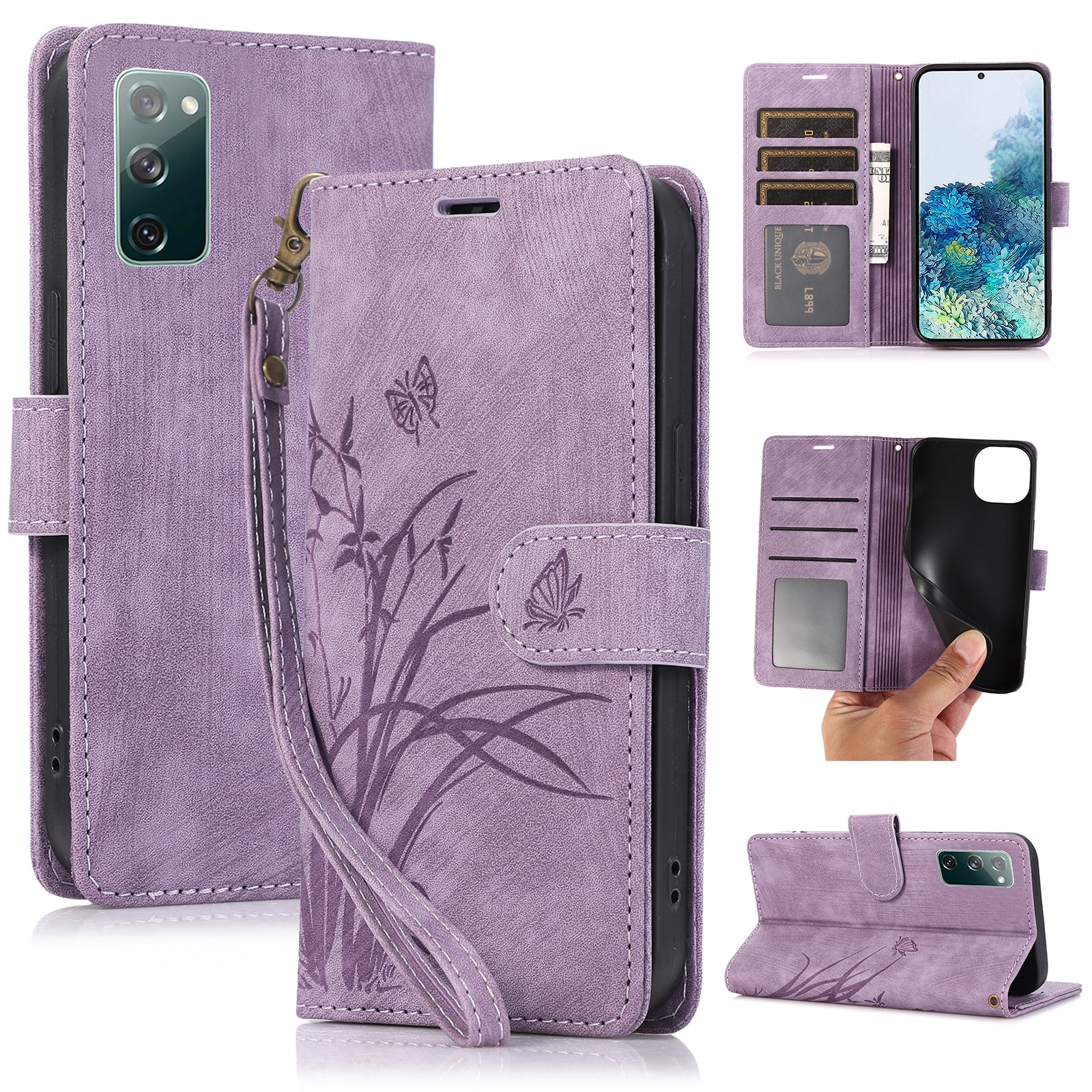 Flower&Butterfly Pattern Wallet Case for Samsung Galaxy S20,Dteck Magnetic Leather Case ...