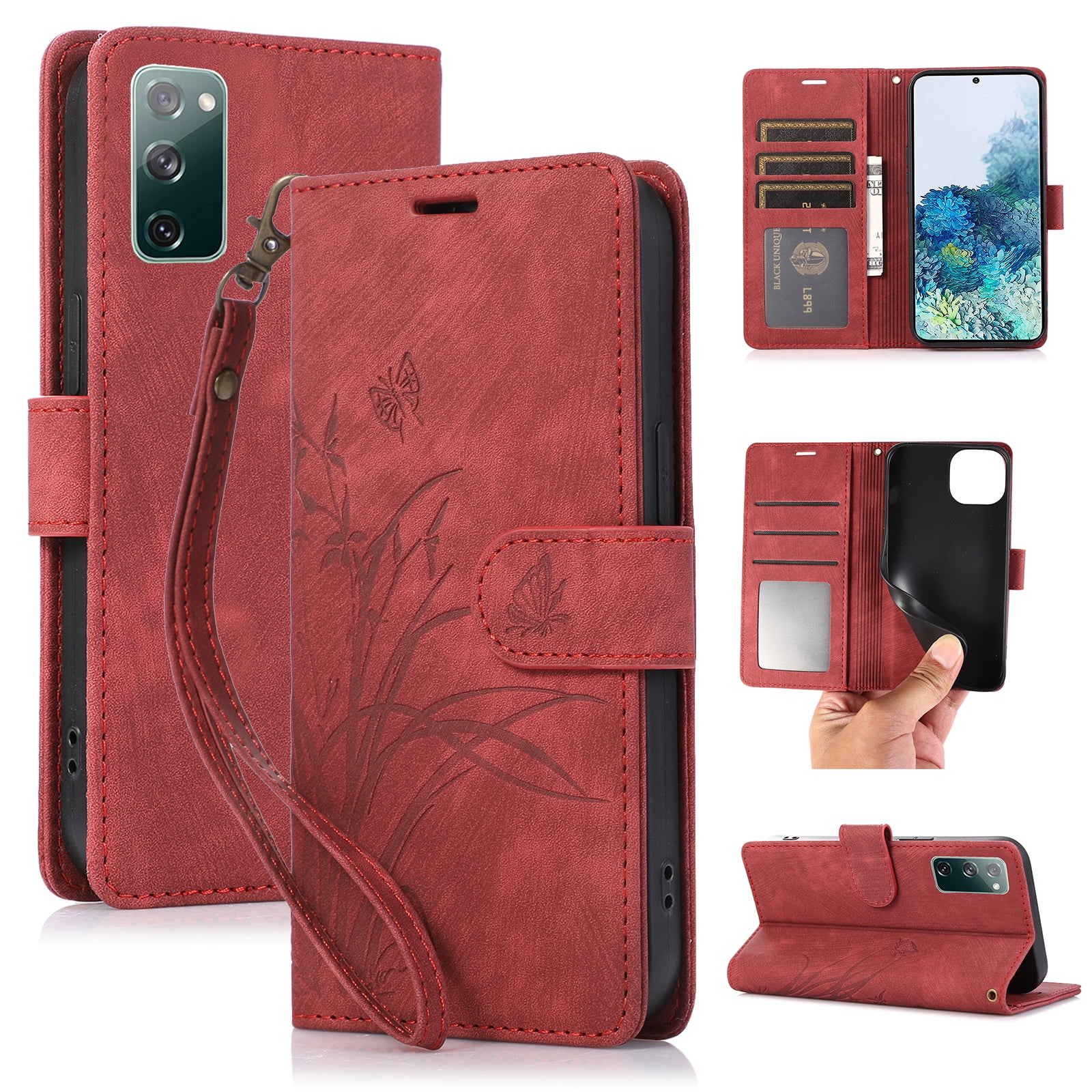 Flower&Butterfly Pattern Wallet Case for Samsung Galaxy S20 FE,Dteck Magnetic Leather Case ...
