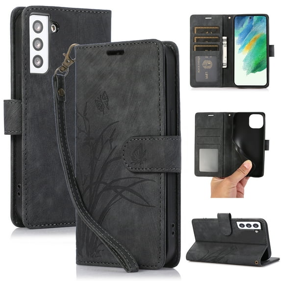 Flower&Butterfly Pattern Wallet Case for Samsung Galaxy S21 Plus/S21 ...