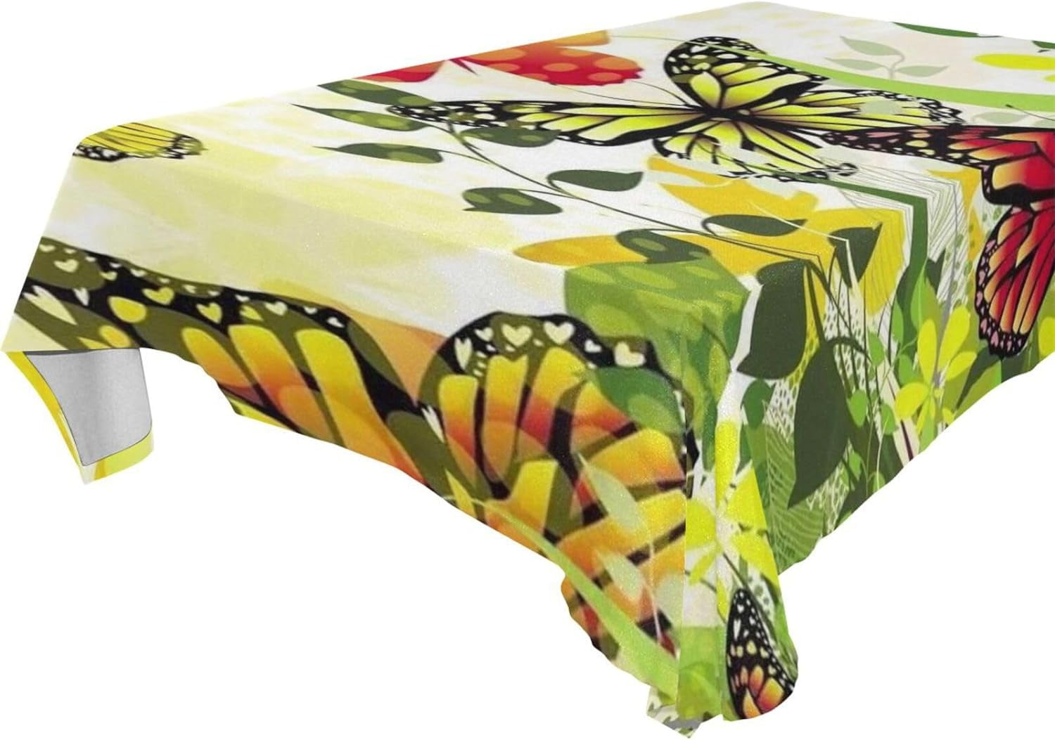 Flower Butterfly Rectangle Tablecloth, Dust Proof Anti Wrinkle Wipeable ...