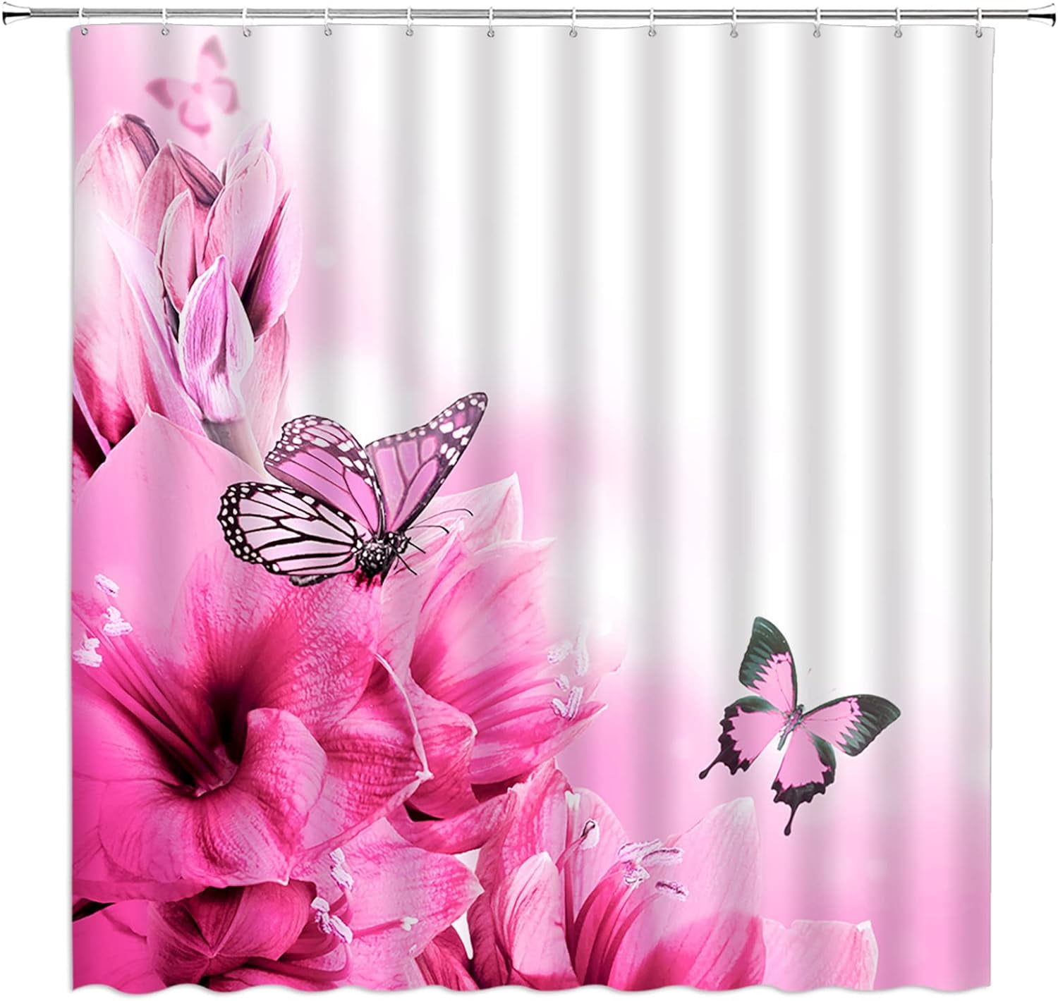 Flower Butterfly Shower Curtain Pink Butterflies Floral Dream Spring ...
