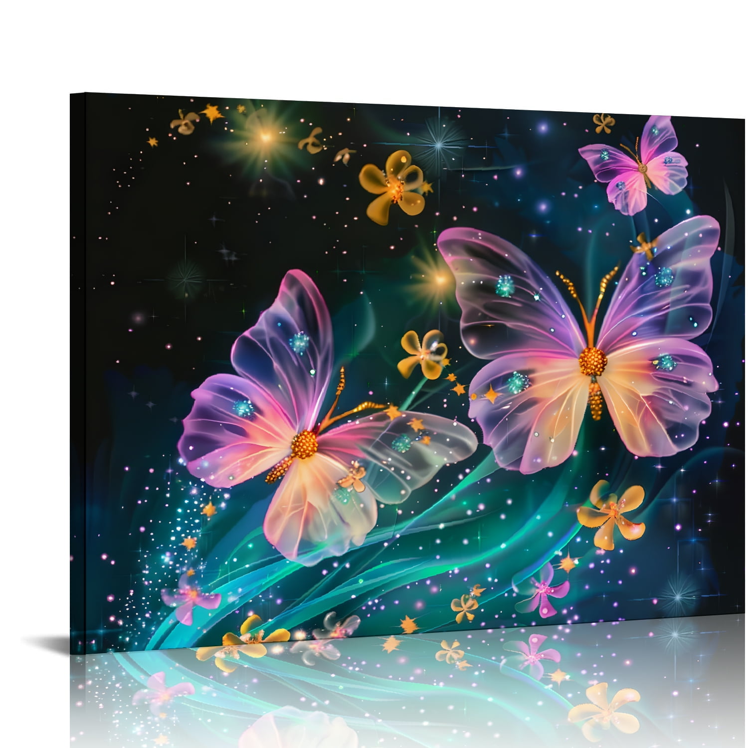 Flower Butterfly Stars Art Prints Ready to Hang for Modern Bedroom ...