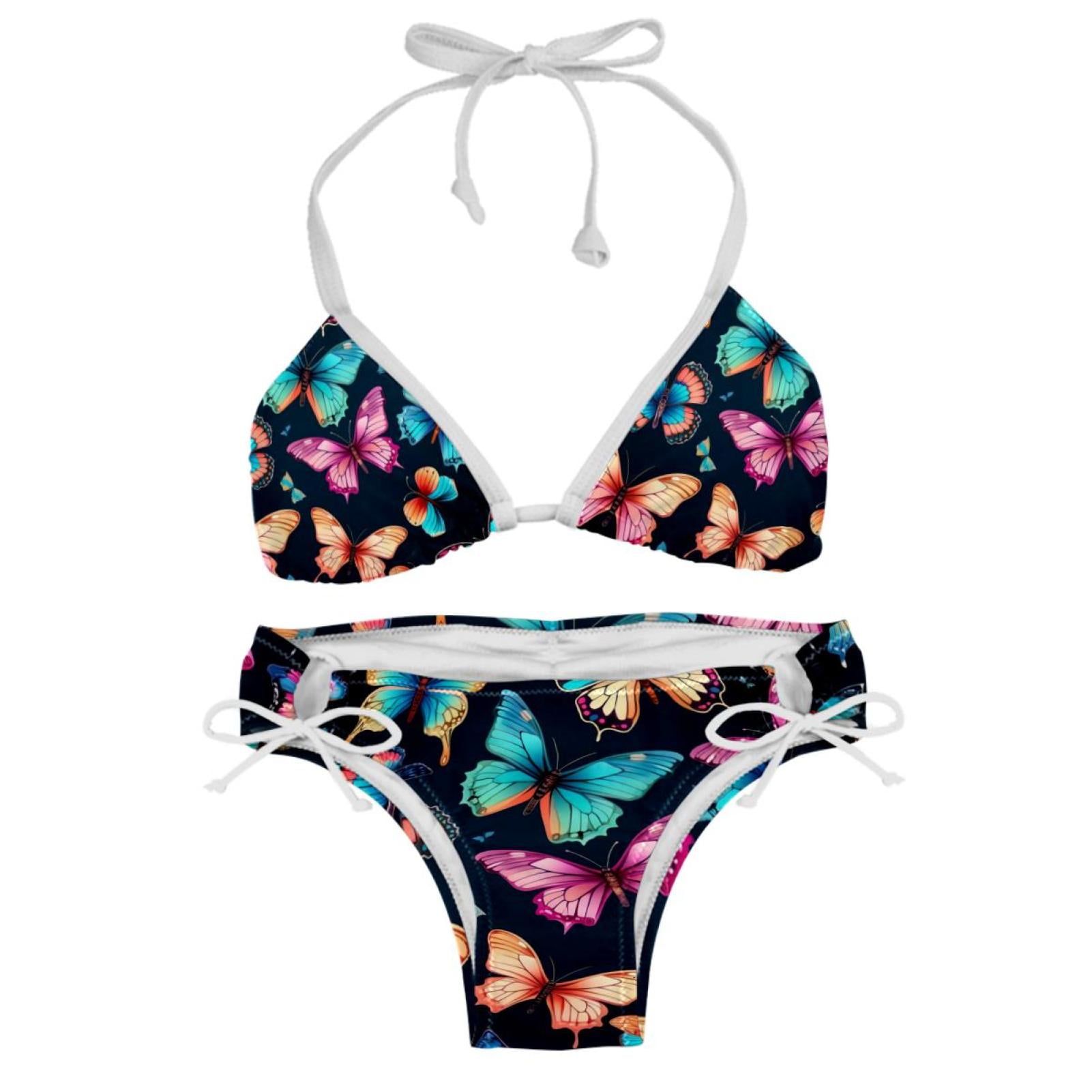 Flower Butterfly Stylish Swim Suits Bikini Set: Detachable Sponge ...
