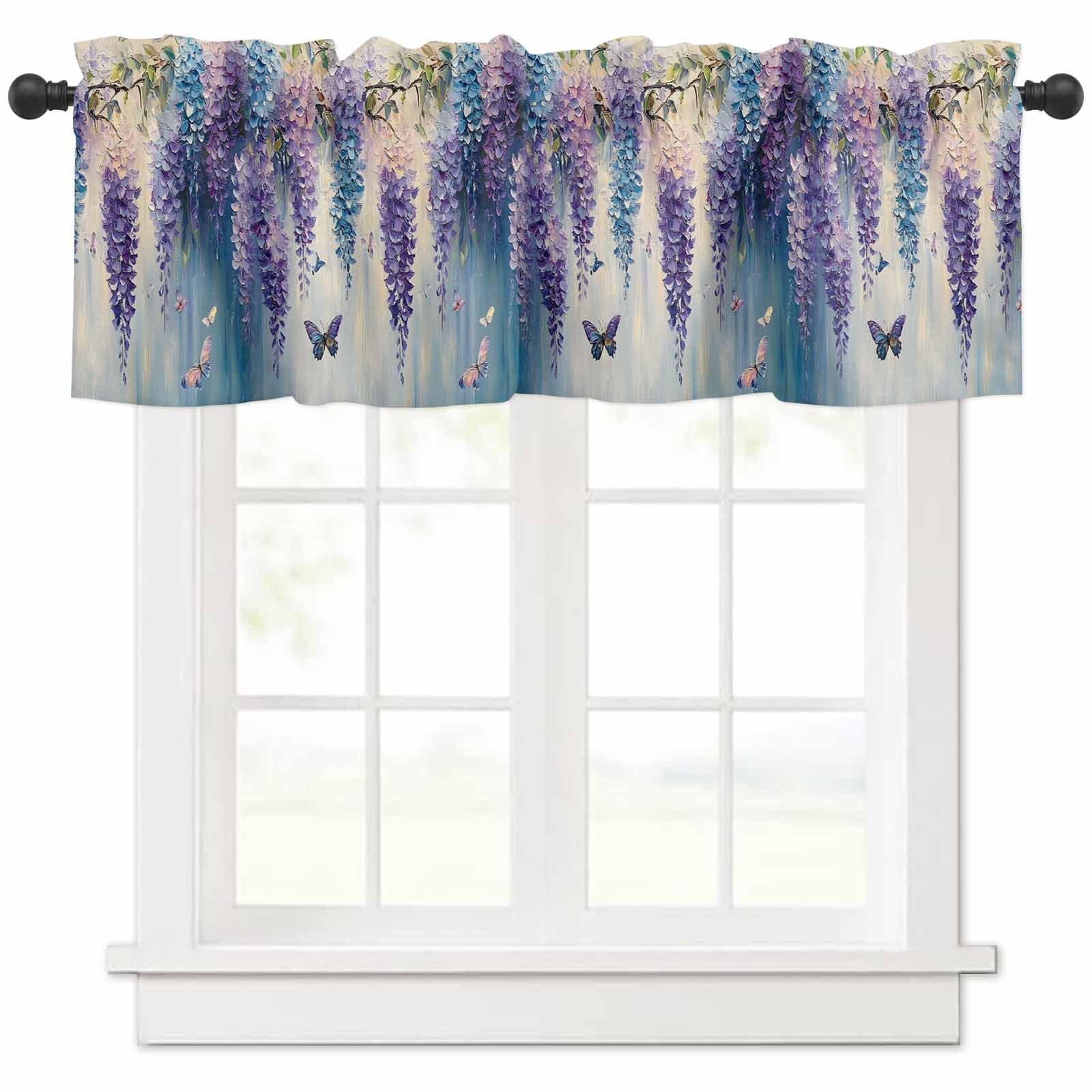 Flower Butterfly Valances for Windows Farmhouse Kitchen Curtains ...