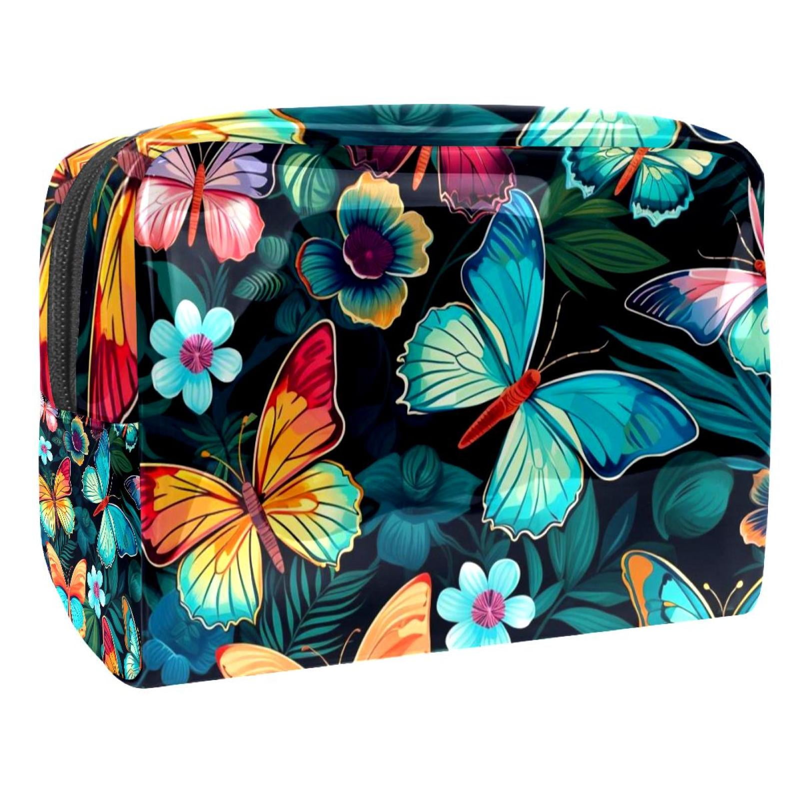 Flower Butterfly Waterproof Cosmetic Storage Bag with Zipper ...
