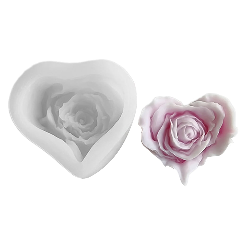 Flower Candle Mold Silicone Candle Mold Craft Mold Heart Rose Shape ...